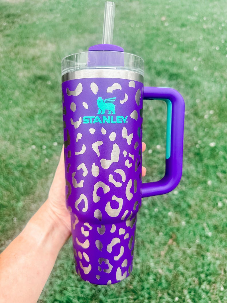 30 Oz. Stanley Tumbler, Leopard Print Laser Engraved, Personalized - Etsy