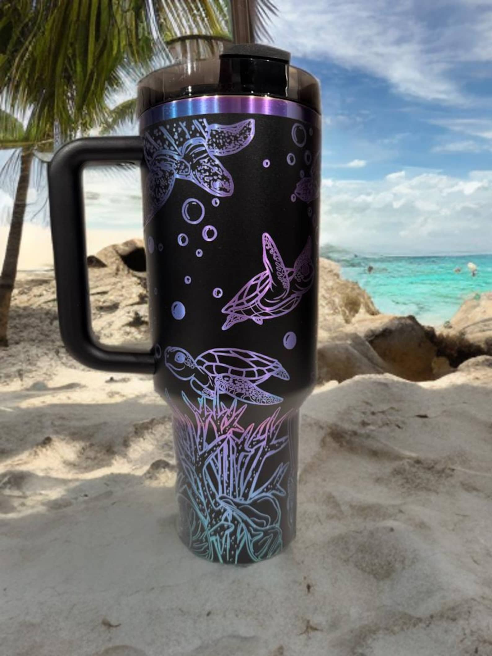 40 Oz. Sea Turtle Stanley, Laser Engraved Tumbler - Etsy