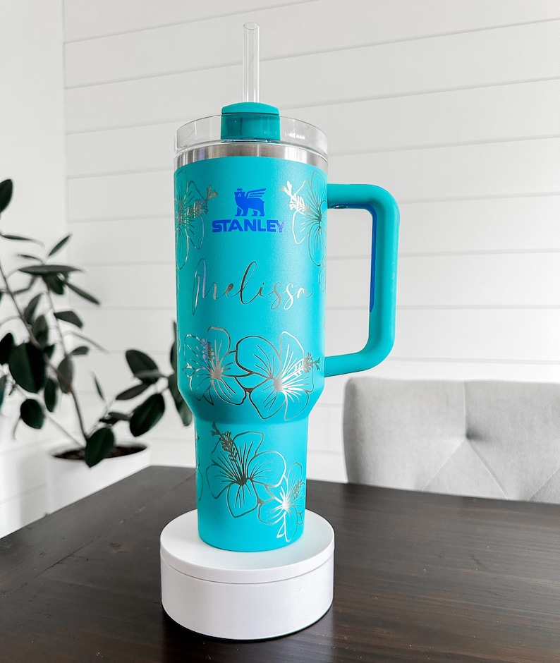 40 Oz. Laser Engraved Hibiscus Stanley Tumbler Quencher - Etsy