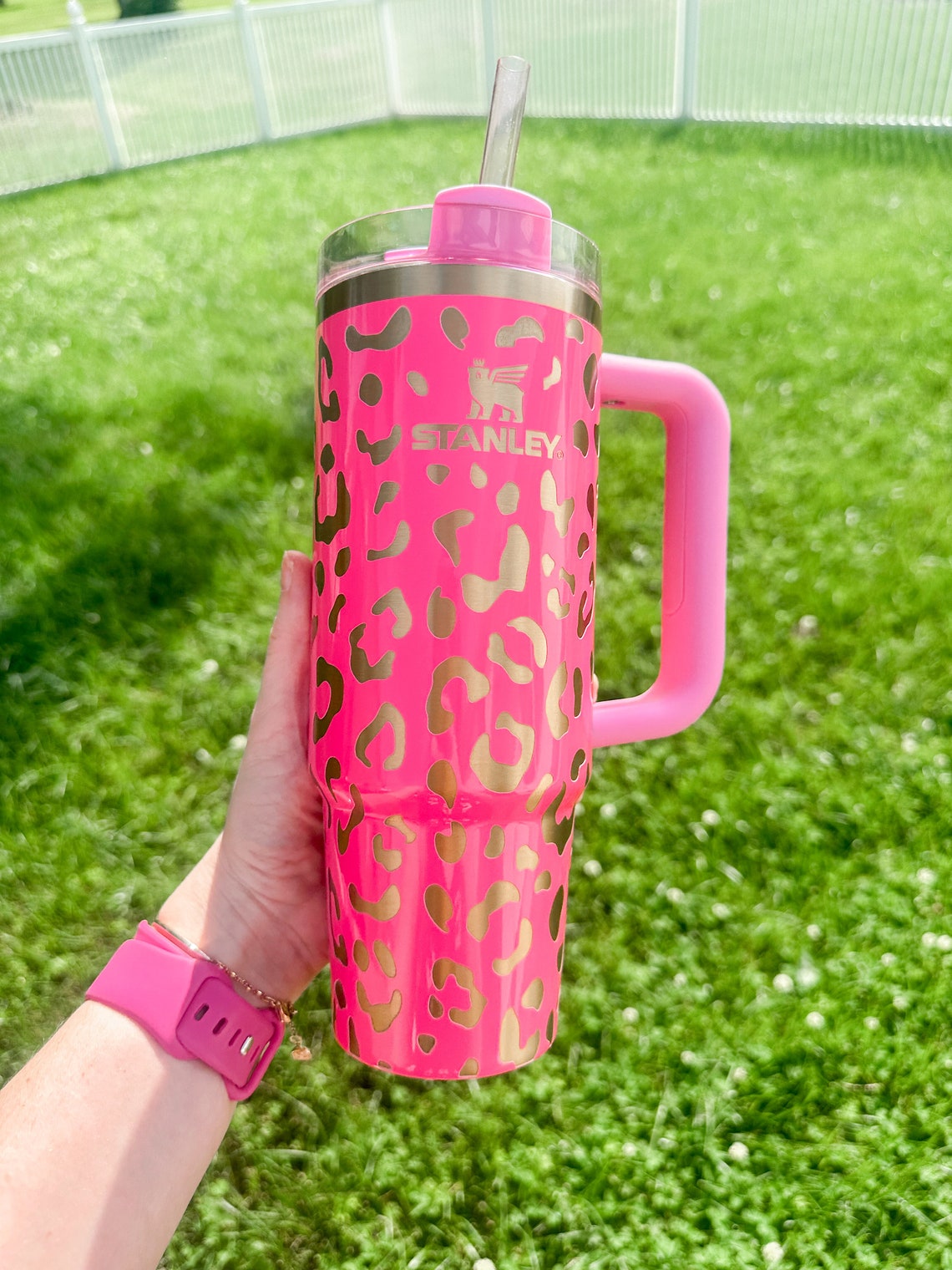 30 Oz. Stanley Tumbler, Leopard Print Laser Engraved, Personalized - Etsy