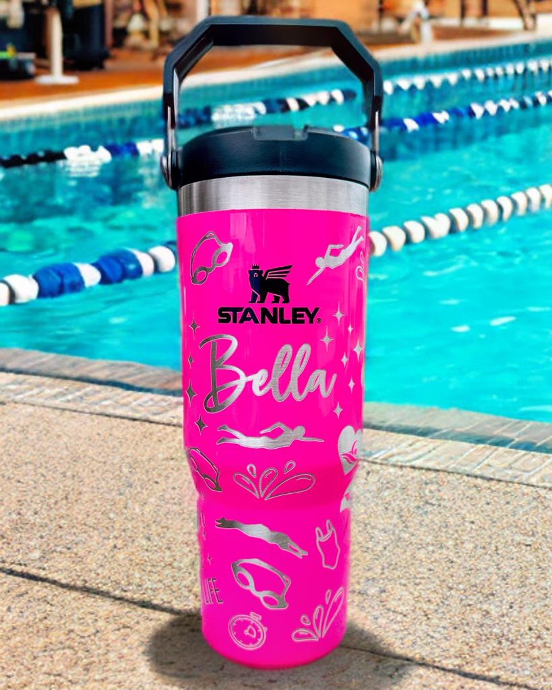 30 Oz. Competition Swim Stanley Iceflow Flip Straw, Personalized Water ...