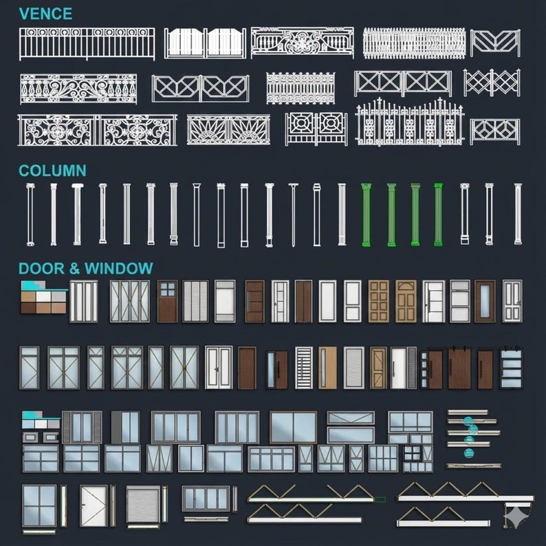 Dynamic Autocad Block Library (digital Download) - Etsy