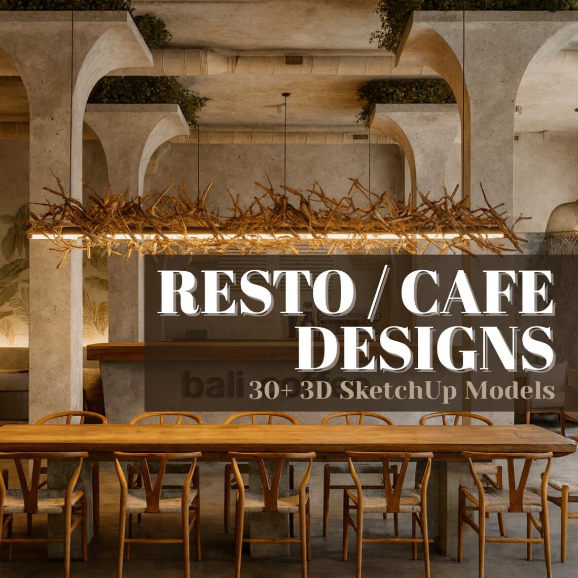 Modern Cafe 3D Sketchup Models: Restaurant Interior Design (digital ...