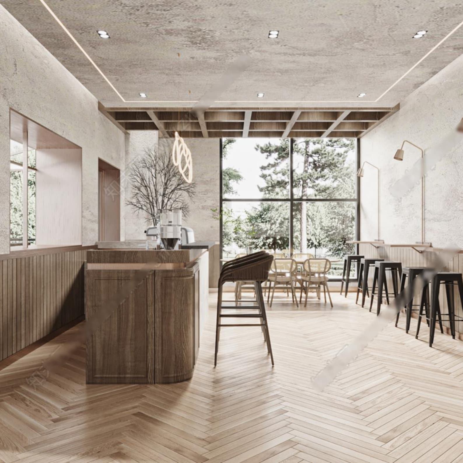 Modern Cafe 3D Sketchup Models: Restaurant Interior Design (digital ...