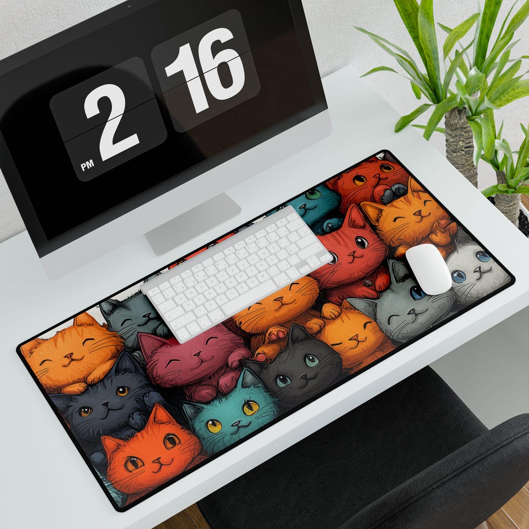 Cute Cat Desk Mat, Cat-themed Mouse Pad, Cozy Office Decor, Gift for ...