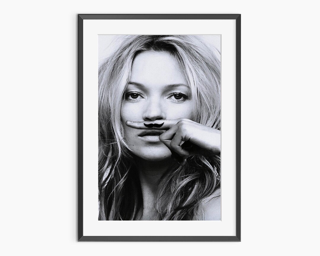 Kate Moss Poster, Fashion Model Photo, Kate Moss Moustache, Funny ...