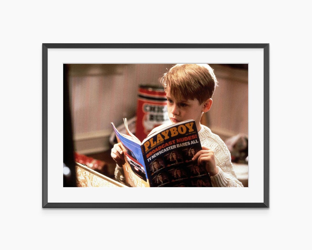 Home Alone Poster, Young Macaulay Culkin Reading Playboy Magazine ...