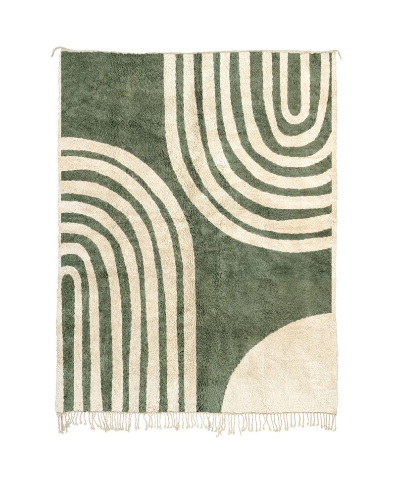 Modern Sage Green & Cream Abstract Arch Area Rug | Soft Geometric ...