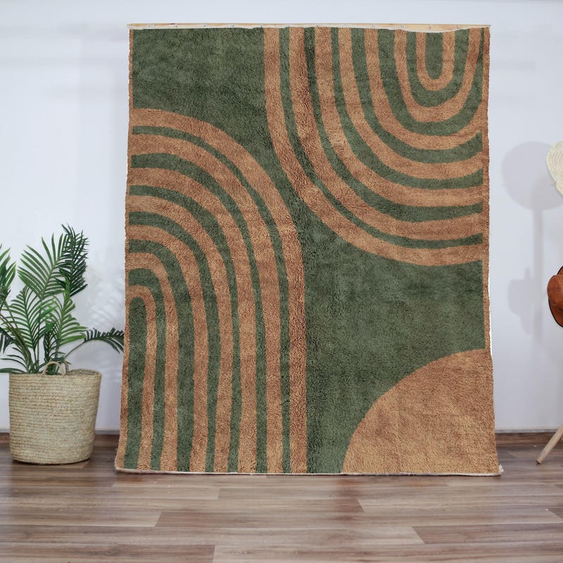Olive Geometric Rug - Etsy UK