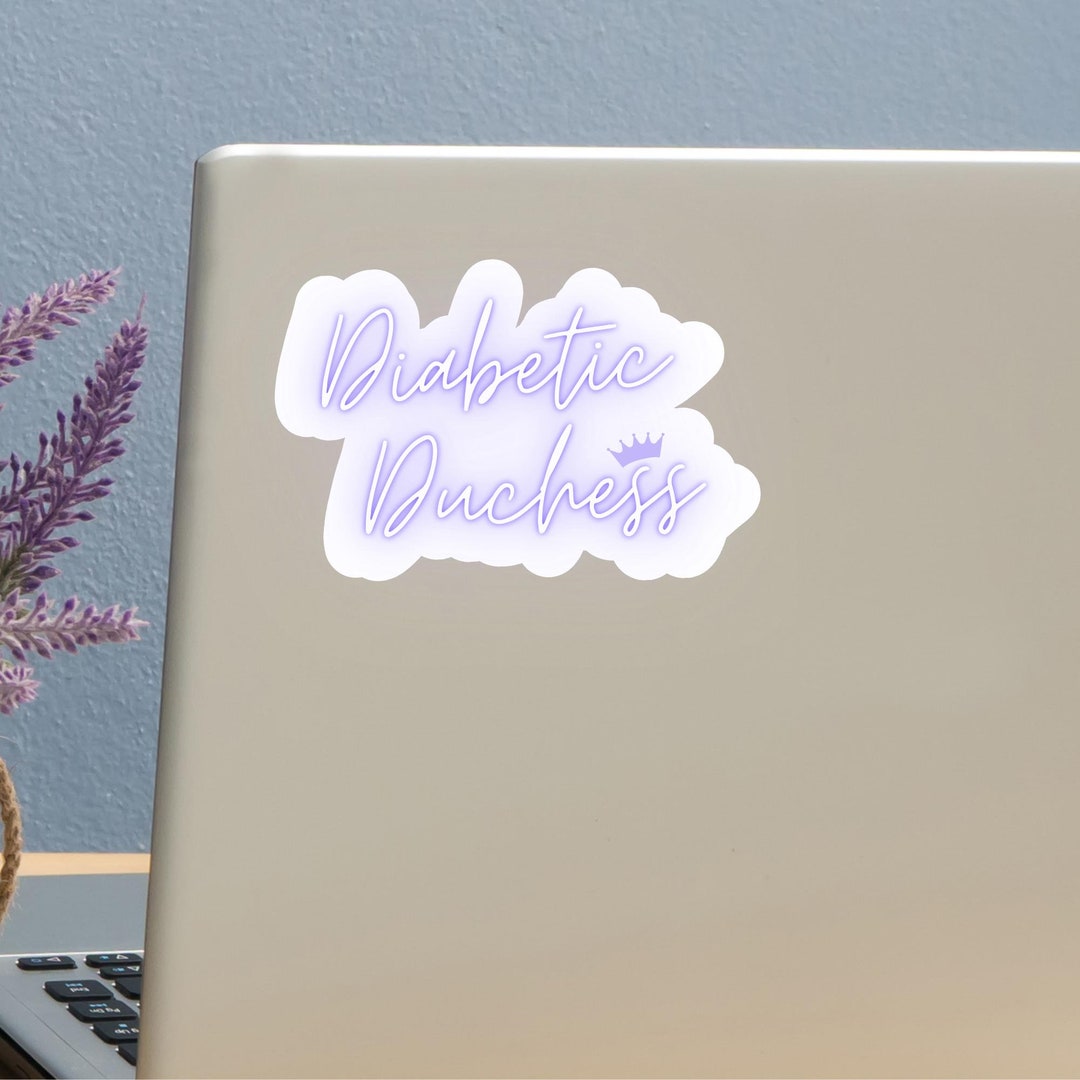 Diabetic Duchess Cute Sparkle Waterproof Sticker, Type 1, Type 2 ...