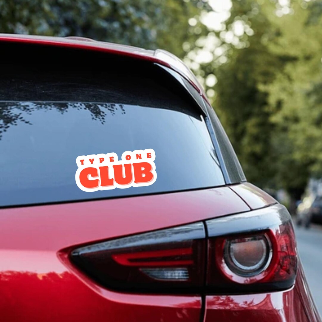 Type 1 Diabetic Bumper Sticker, Red 'type One Club' Car Decal, Diabetes ...
