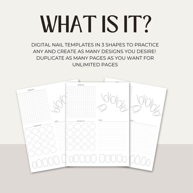 Nail Art Planner, Nail Design Template, Digital Nail Art Planner, Nail ...