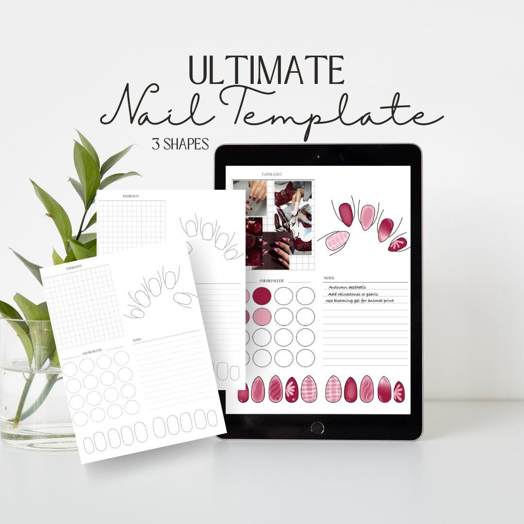 Nail Art Planner, Nail Design Template, Digital Nail Art Planner, Nail ...