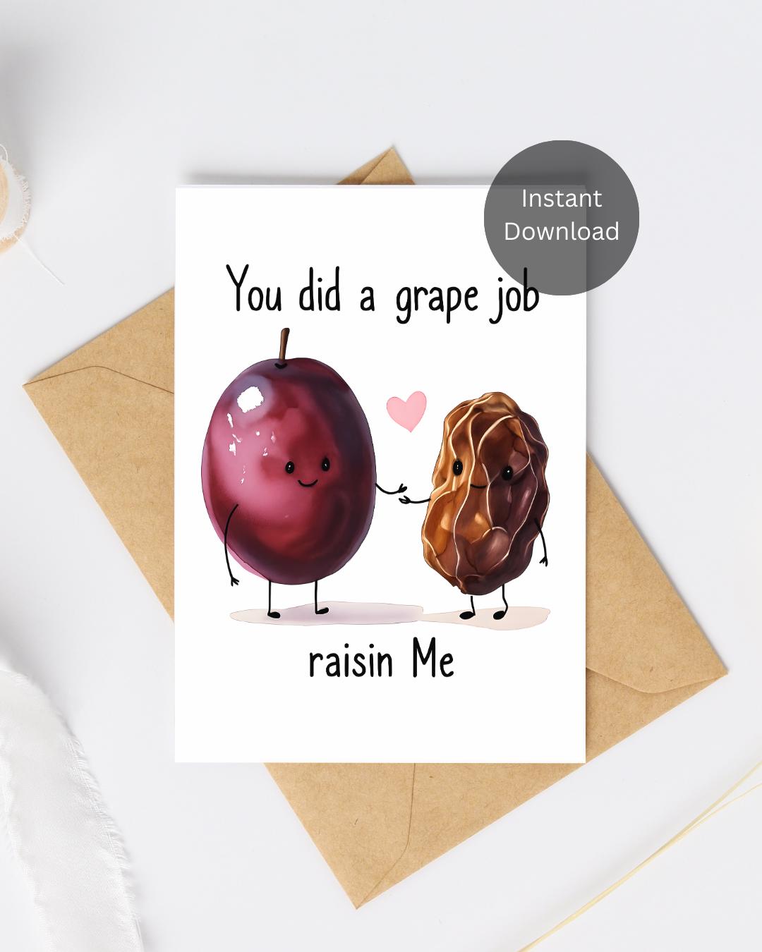Printable Funny Mother's Day Card, Instant Download & Print, You Did a ...