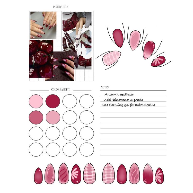 Nail Art Planner, Nail Design Template, Digital Nail Art Planner, Nail ...