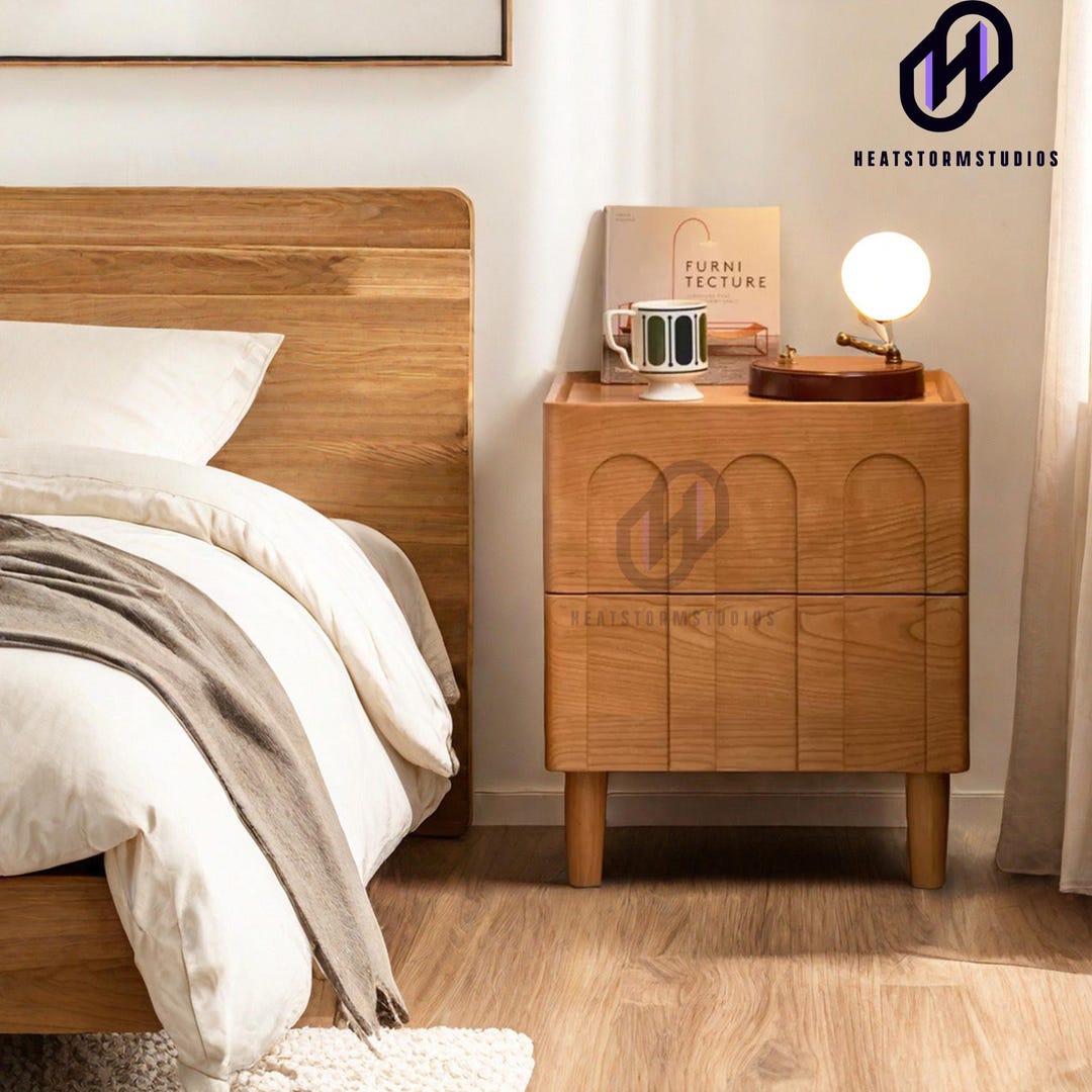 Curved Bedside Table Unique,bedside Table With Shelves,modernfarmhouse ...