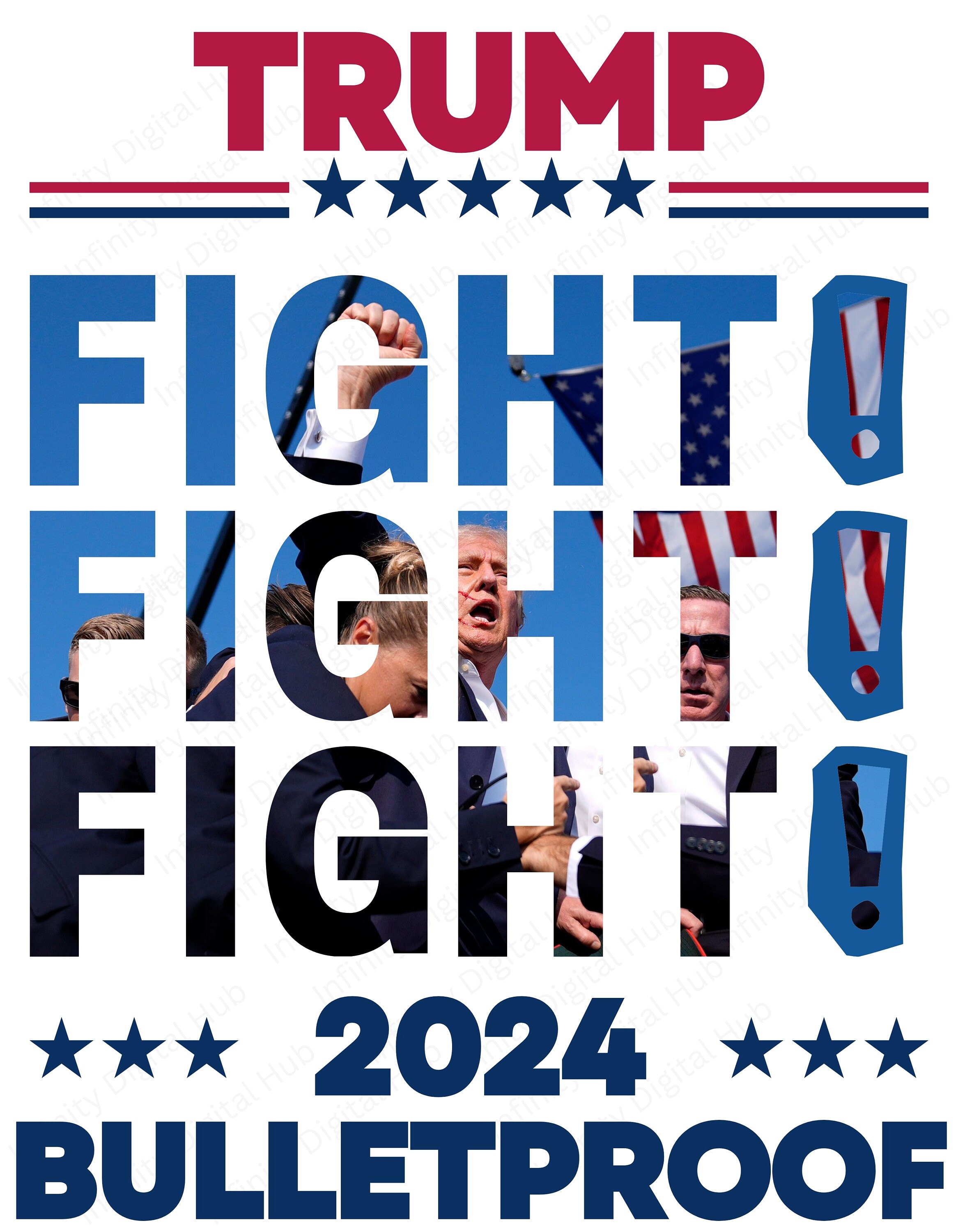 TRUMP Fight PNG Digital File, Shooting Pennsylvania Rally, Never ...