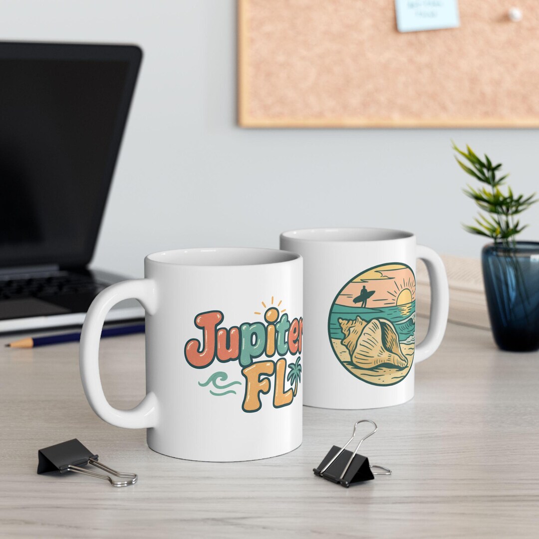 Jupiter Florida Ceramic Mug, Coastal Home Decor, Two Designs - Etsy