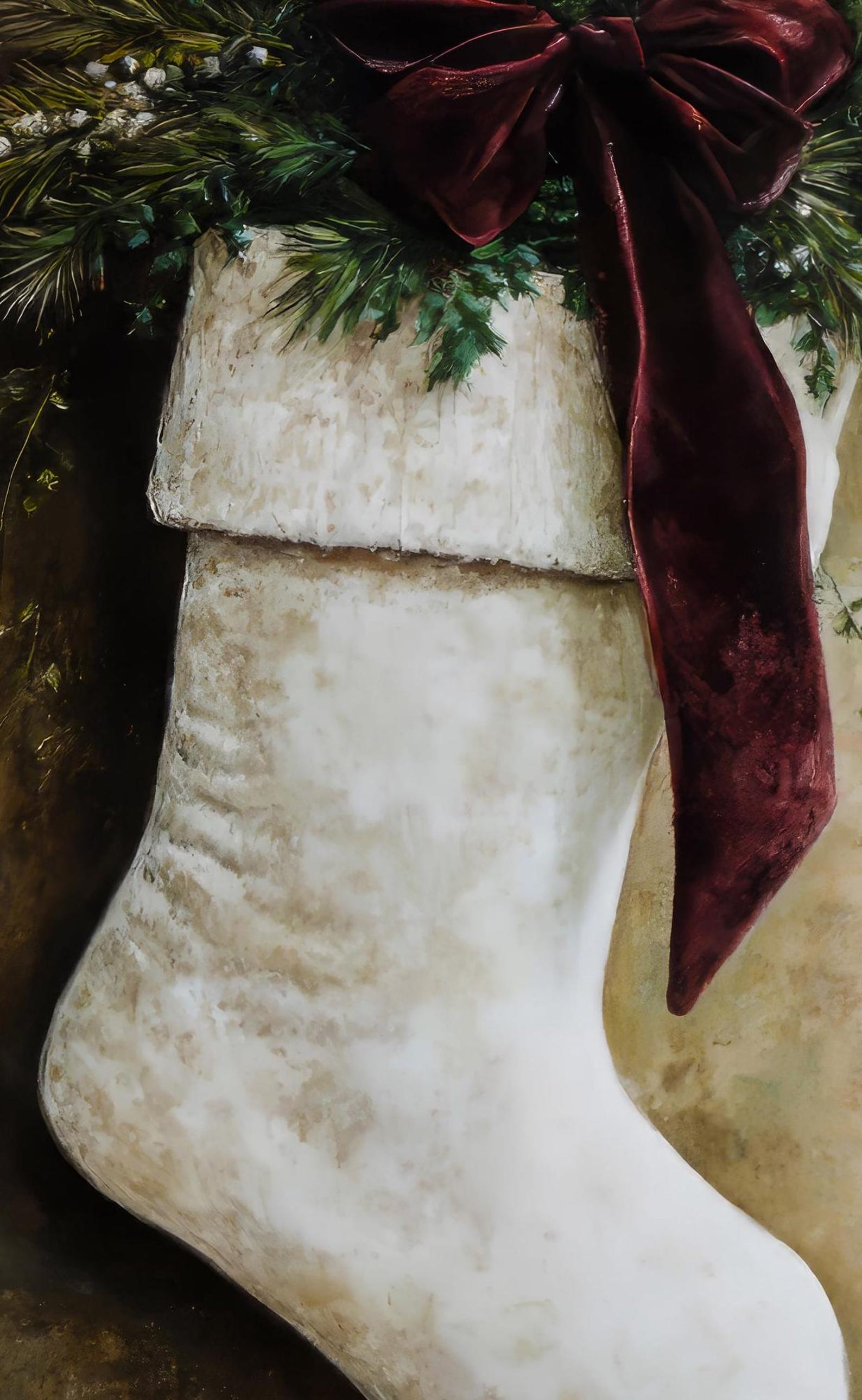 Vintage Christmas Stocking Art Print | Holiday Decor Digital Download ...