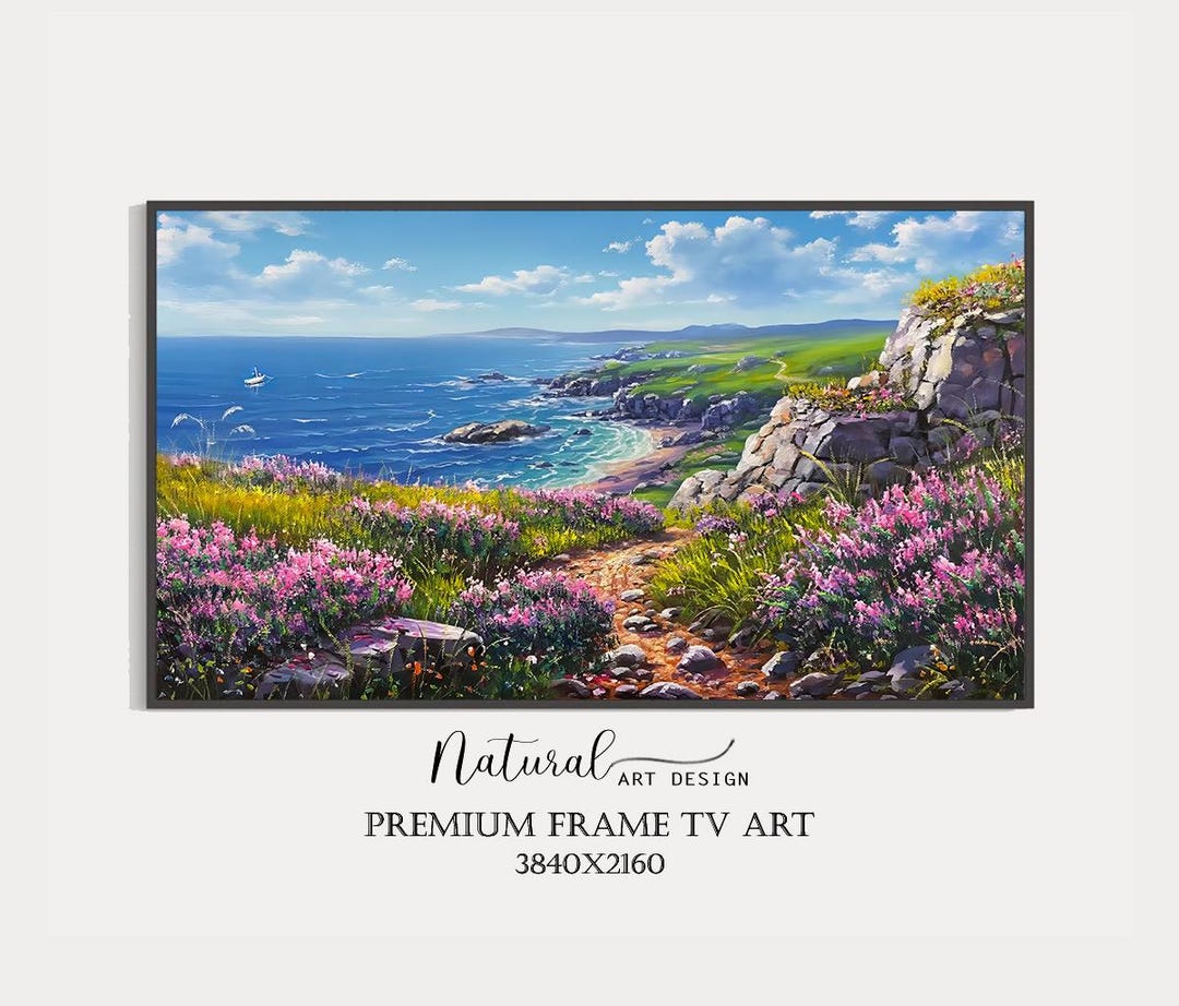 Coastal Landscape TV Frame | Ocean View Artwork for TV | Seaside Nature ...