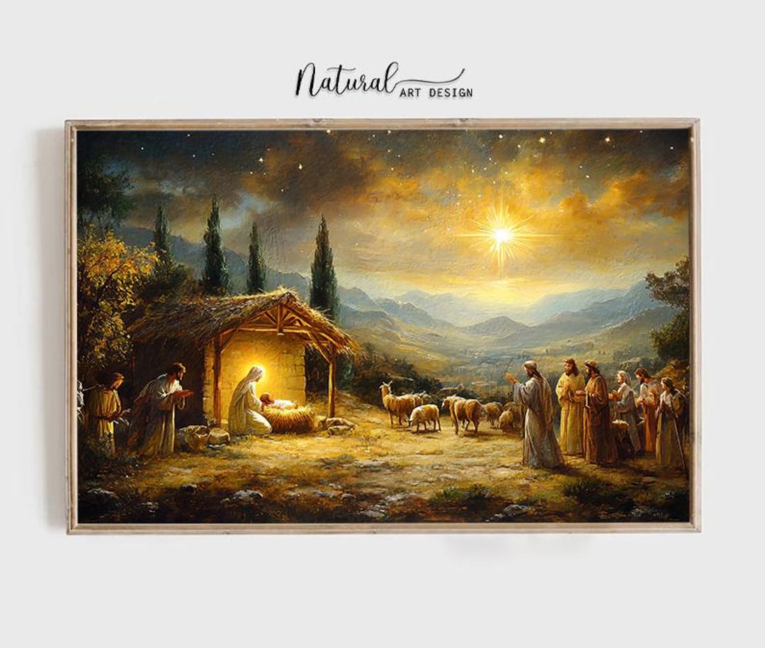 Christmas Nativity Art Print | Religious Christmas Art | Bethlehem Star ...