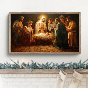 Nativity Scene for TV Frame | Christmas Jesus Birth Artwork | Religious ...