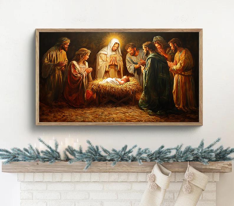 Nativity Scene for TV Frame | Christmas Jesus Birth Artwork | Religious ...