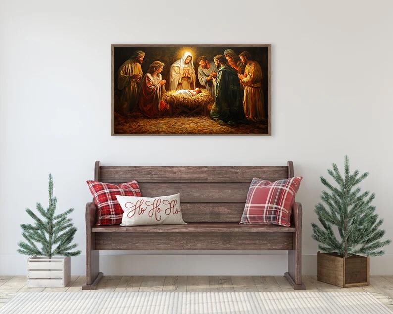 Nativity Scene for TV Frame | Christmas Jesus Birth Artwork | Religious ...