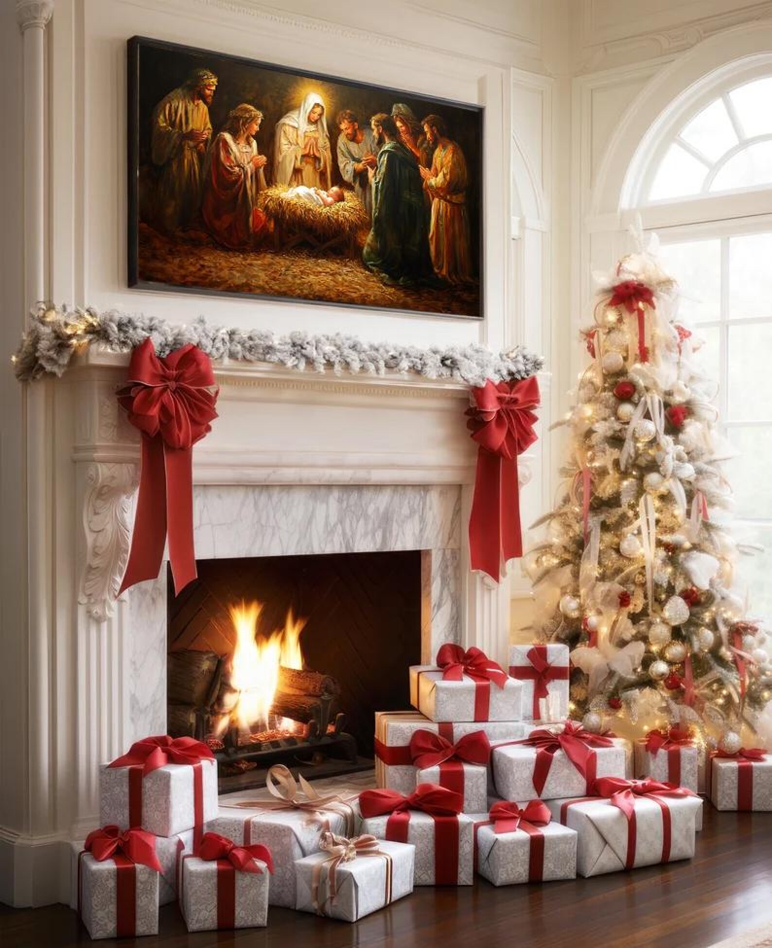 Nativity Scene for TV Frame | Christmas Jesus Birth Artwork | Religious ...