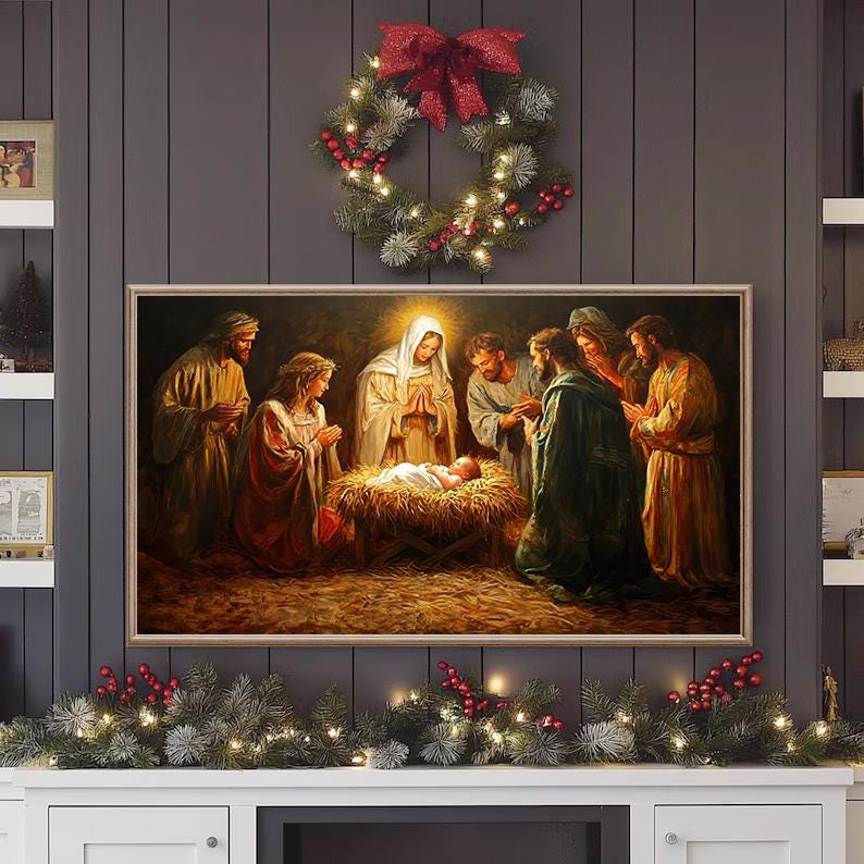 Nativity Scene for TV Frame | Christmas Jesus Birth Artwork | Religious ...
