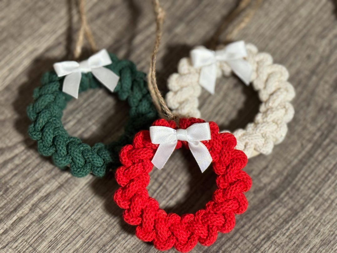 Set of 3 Macrame Wreath Ornaments Handmade Christmas Ornaments - Etsy