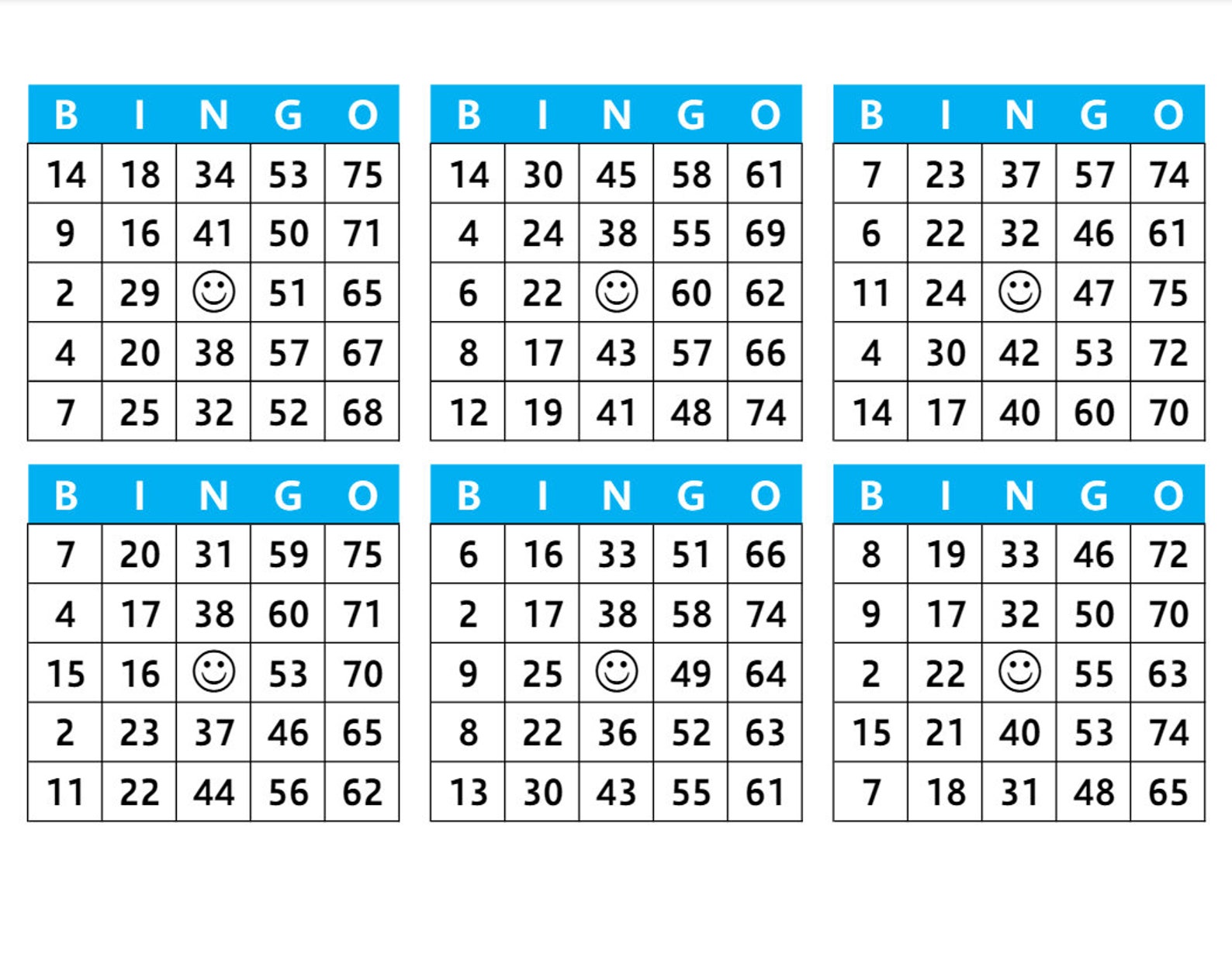 BINGO Cards | 360 Count | Blue Header - Etsy