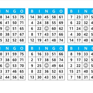 BINGO Cards | 360 Count | Blue Header - Etsy