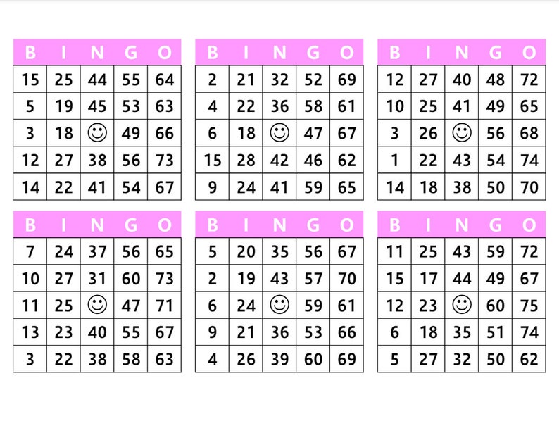 BINGO Cards | 360 Count | Pink Header - Etsy