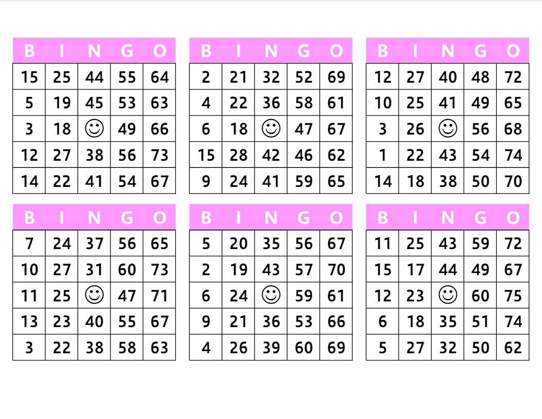 BINGO Cards | 180 Count | Pink Header - Etsy