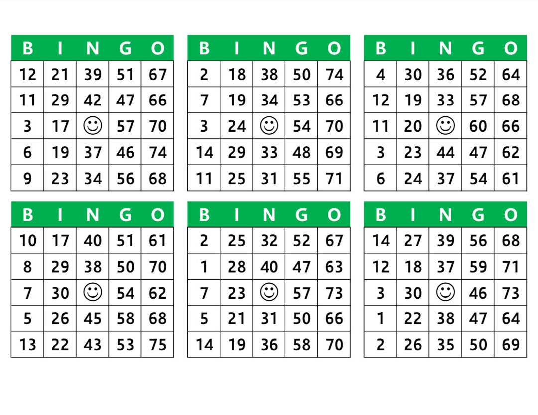 BINGO Cards | 360 Count | Green Header - Etsy