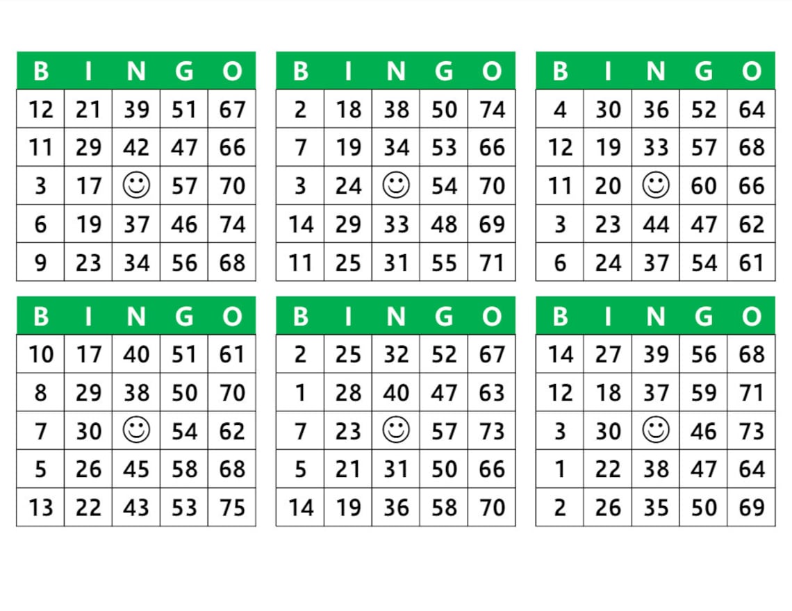 BINGO Cards | 360 Count | Green Header - Etsy