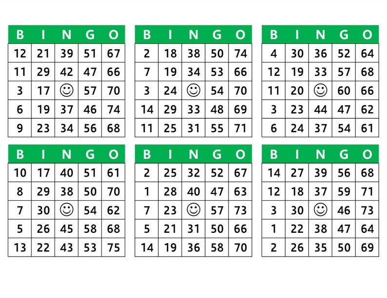 BINGO Cards 360 Count Green Header - Etsy