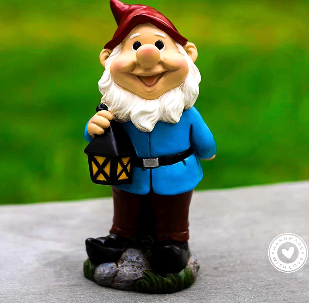 Garden Gnome Cute Garden Gnomes Gnome Holding Lantern Handcrafted ...