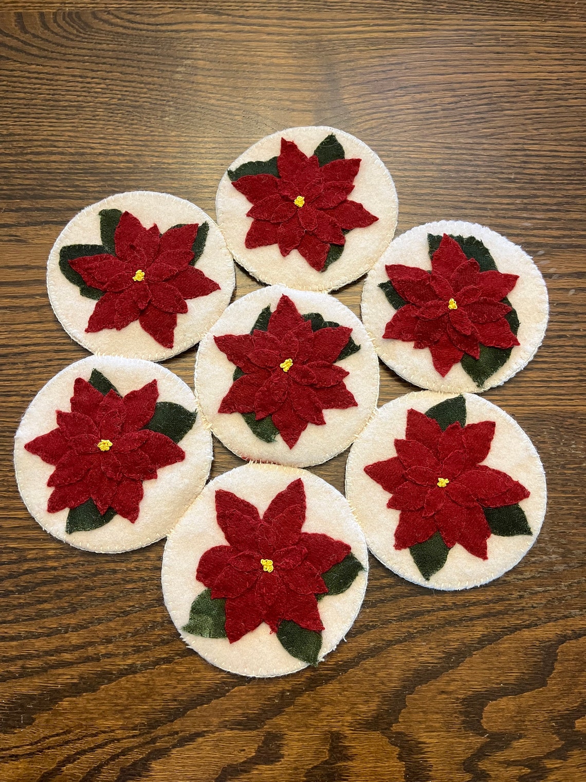Poinsettia Penny Rug Handmade Pendleton 100% Wool - Etsy