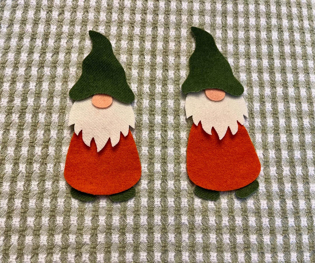 Wool Gnome , Applique Pre Cut Outs, Green and Orange Fall Colors - Etsy