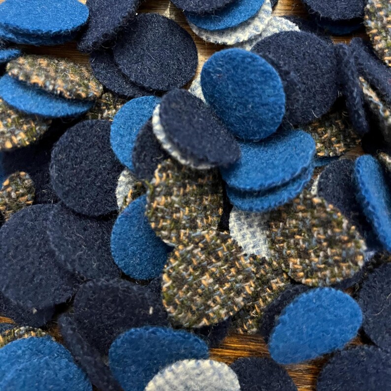 New Wool Pennies Dark Blue Mix / 1 Inch / 100pcs / Pre-cut / Applique ...