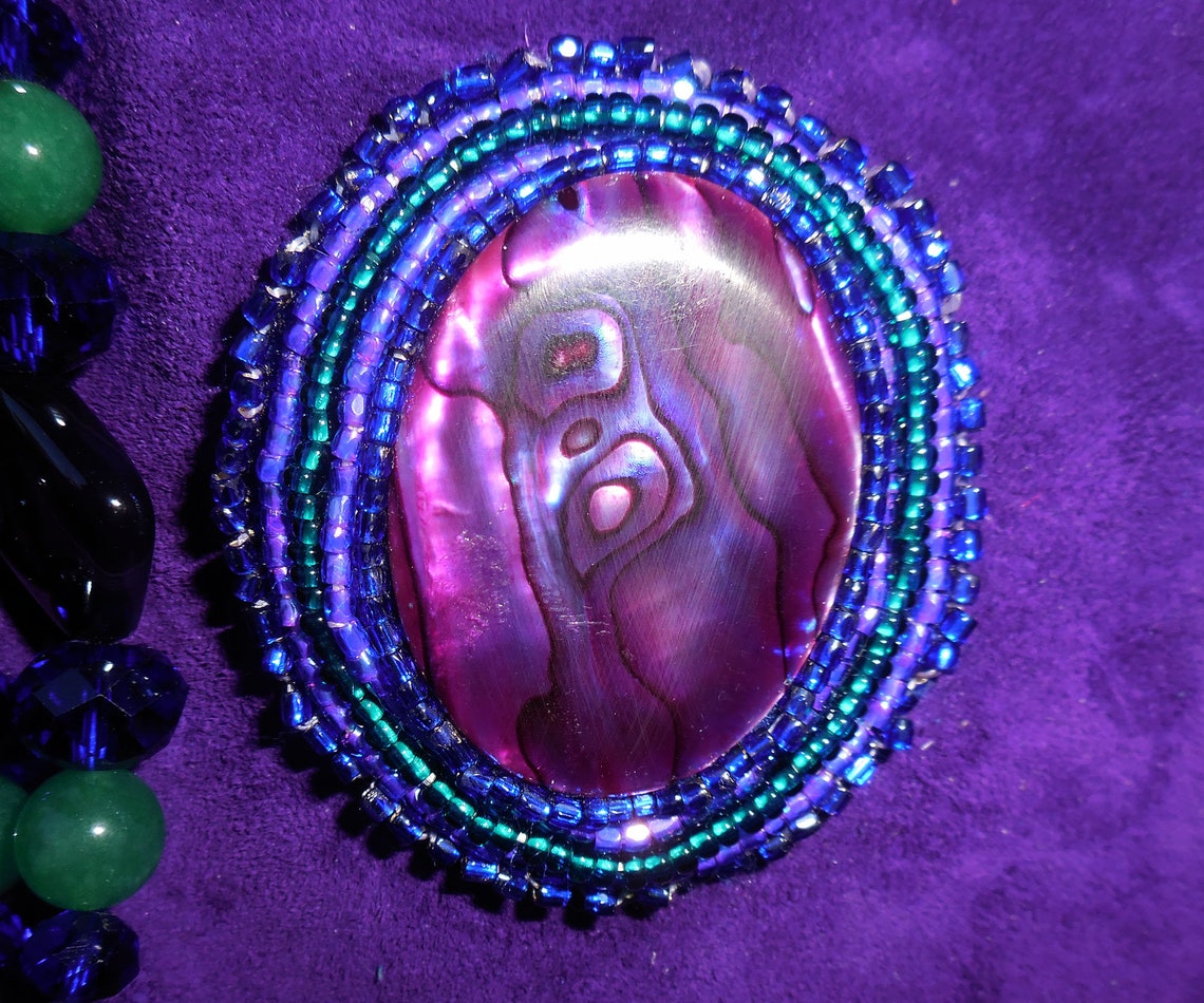 Beaded Purple Abalone Shell Royal Purple Suede Leather Pouch - Etsy