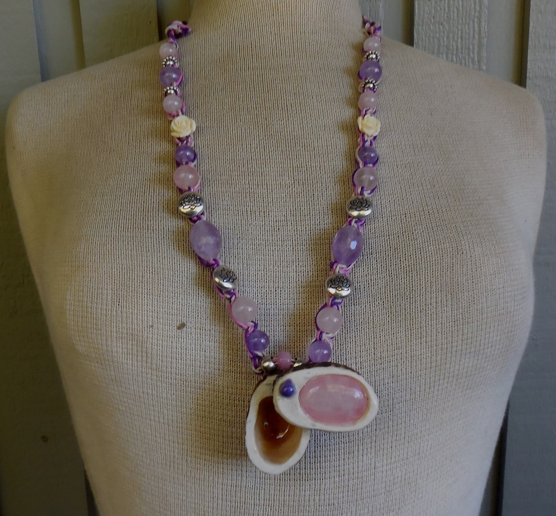 Elk Antler Secret Stash Pill Box Locket Pink Purple Hemp Necklace With ...
