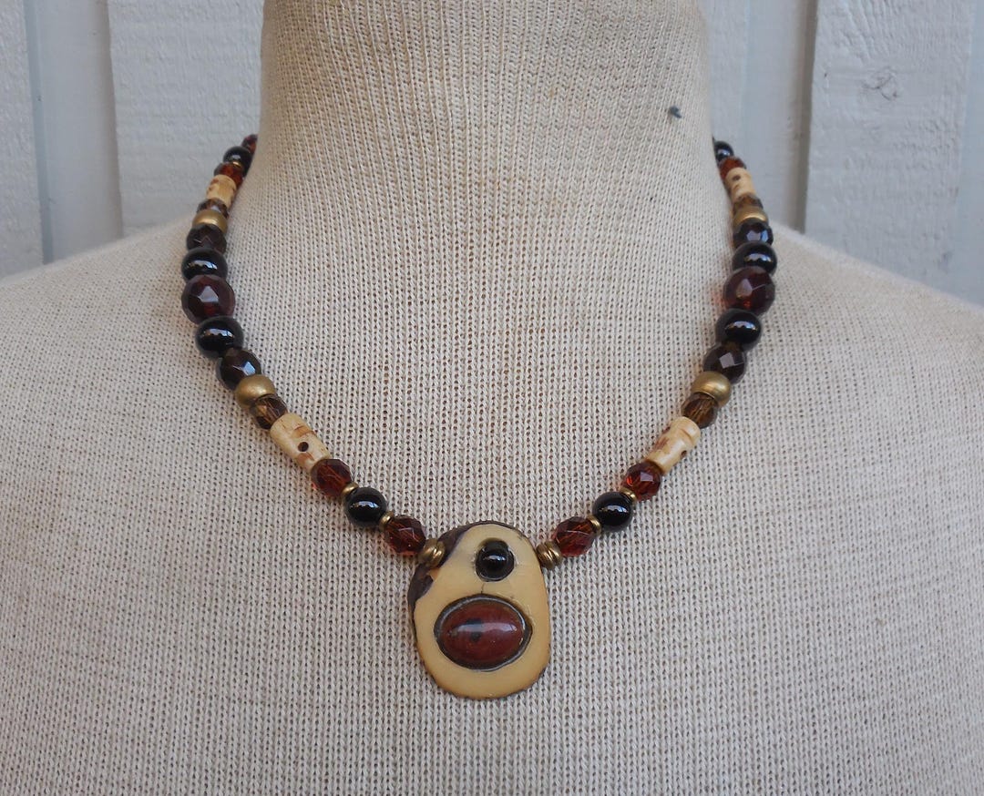 Amulet Adjustable Necklace Prosperity Rune, Mahogany Obsidian, Onyx ...