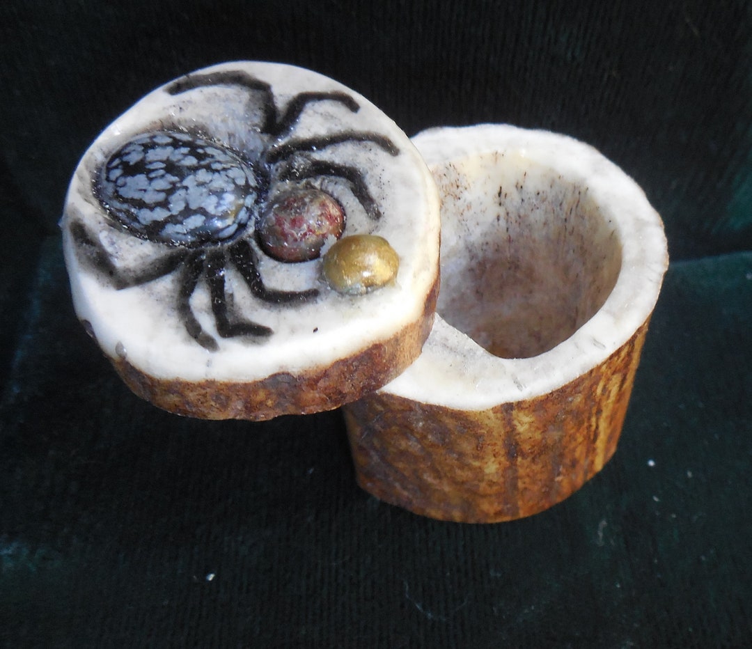Snowflake Obsidian Leopard Skin Jasper Spider Elk Antler Box Cruelty ...