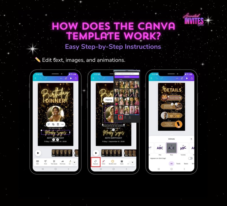 Editable Birthday Dinner Animated Video Invitation, Animated Birthday ...