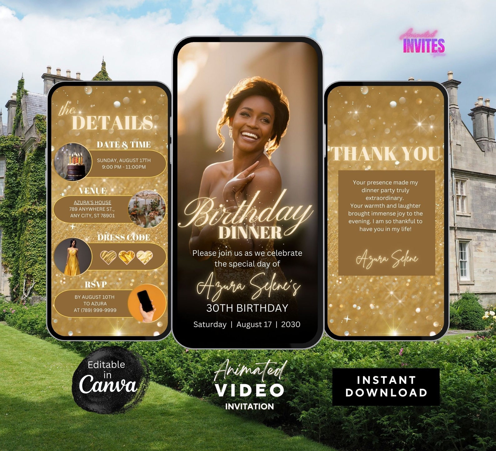 Editable Birthday Dinner Animated Video Invitation, Animated Birthday ...