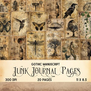Gothic Manuscript Junk Journal Pages, Printable Medieval Papers ...