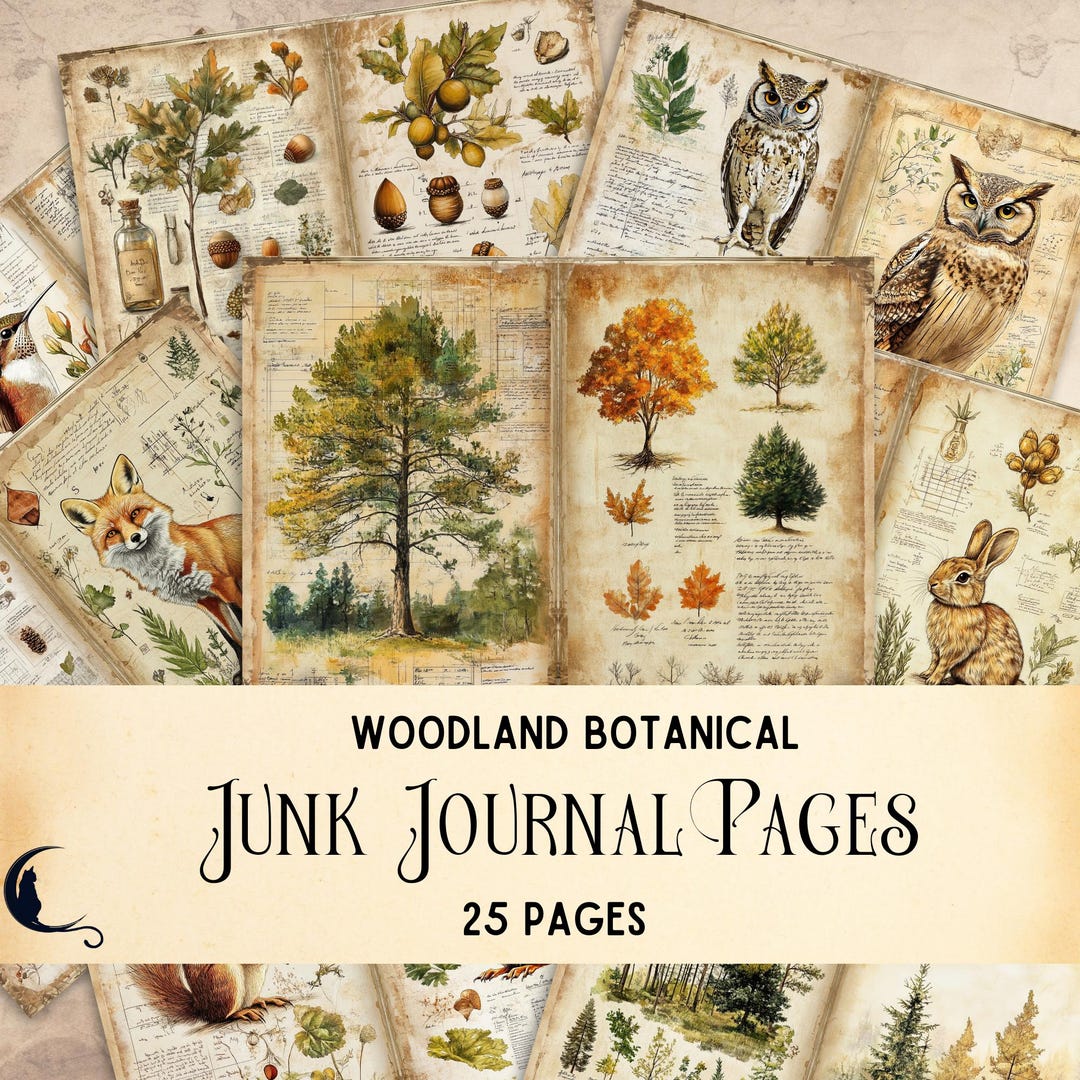 Green Forest Junk Journal, Printable Woodland Journal Pages, Green ...